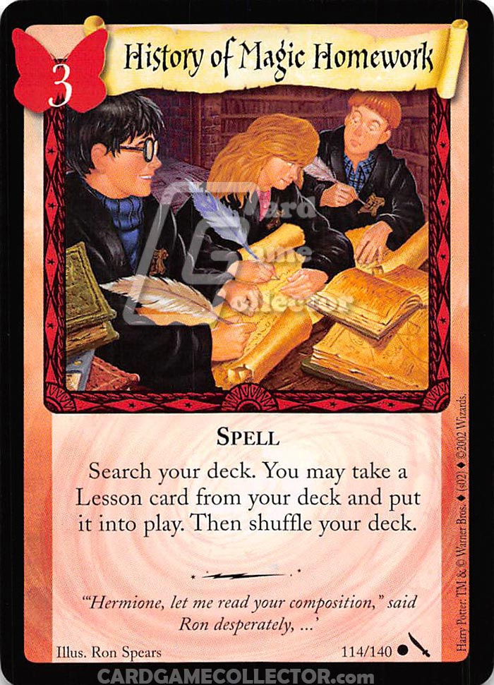 History of Magic Homework : CoS - Harry Potter TCG